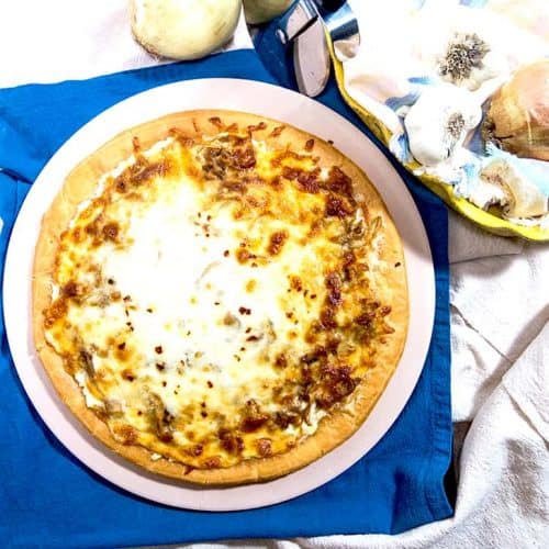 Caramelized Onion & Cream cheese Pizza | Apples for CJ