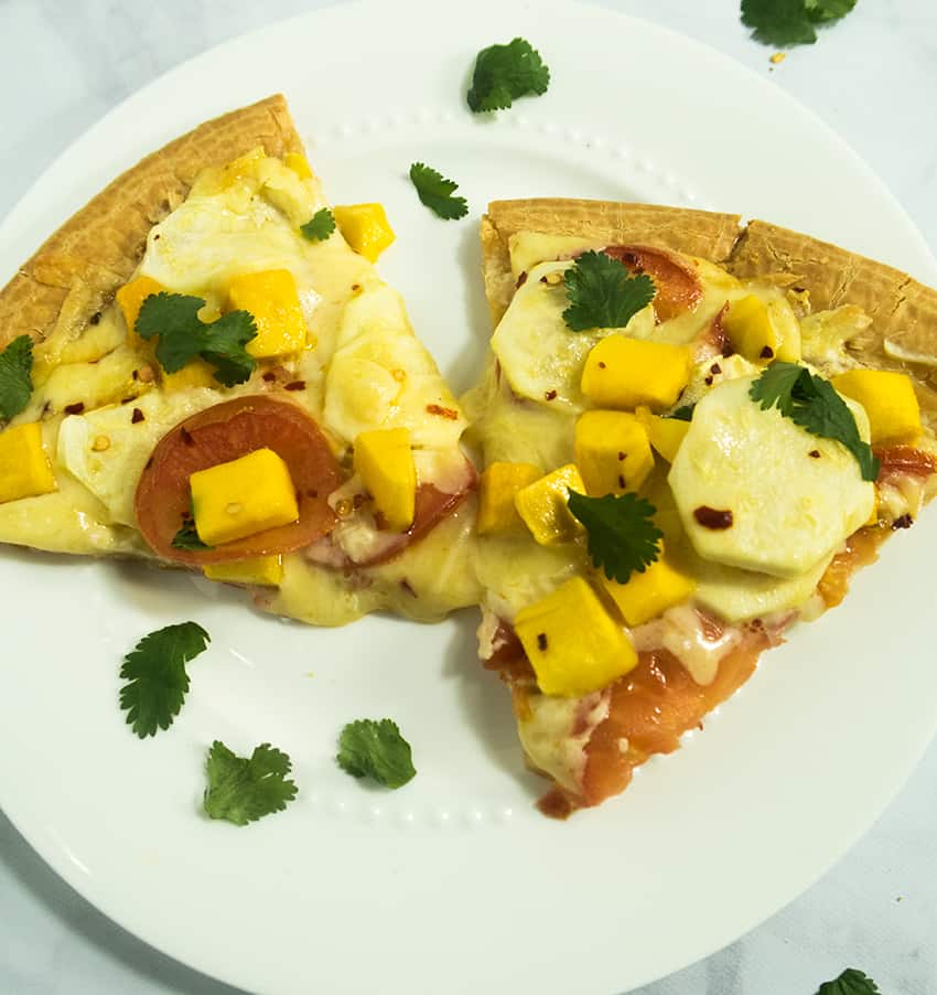 Zucchini Mango Cream Cheese Pizza - Apples for CJ