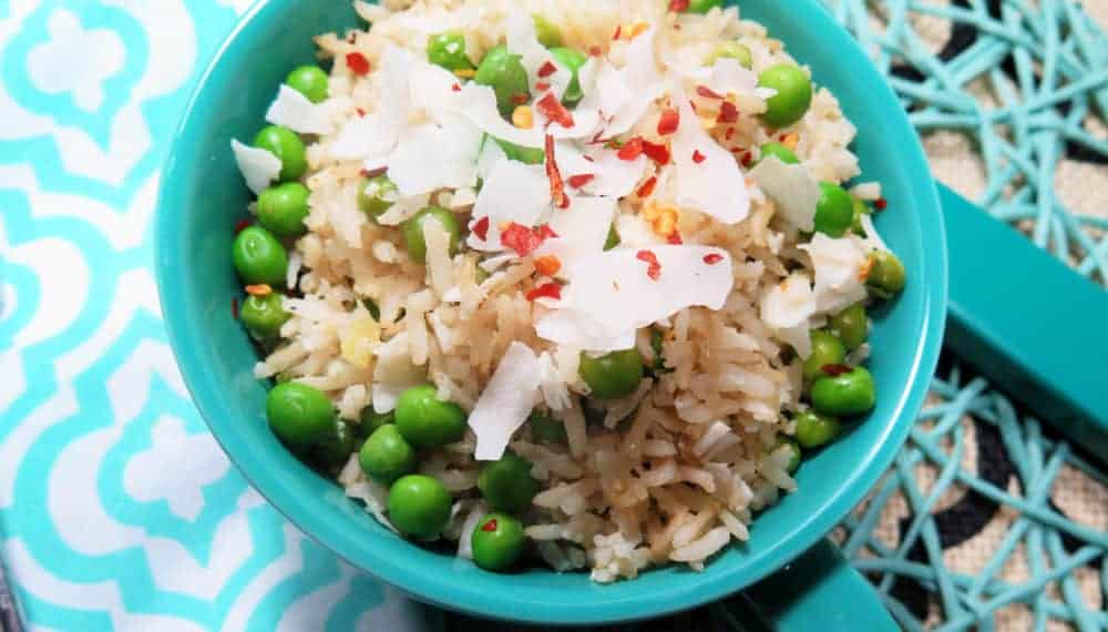 Coconut Ginger Rice with Peas - Apples for CJ
