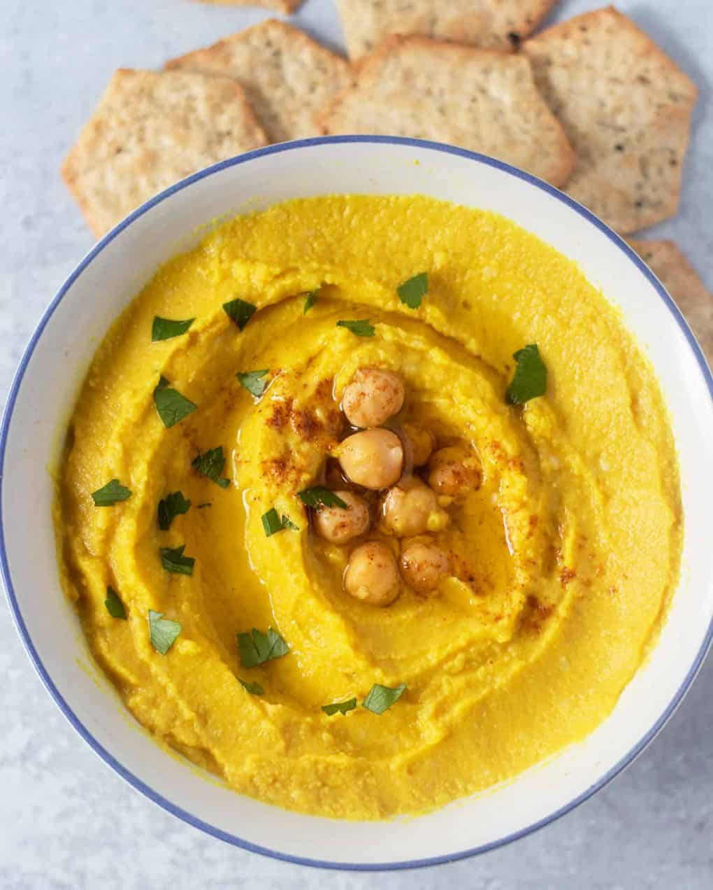 Turmeric Hummus (Vegan, Gluten-Free, Healthy) - Apples for CJ