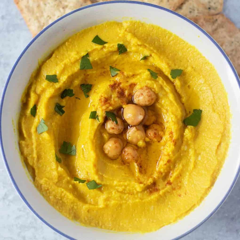 Turmeric Hummus (Vegan, Gluten-Free, Healthy) - Apples for CJ